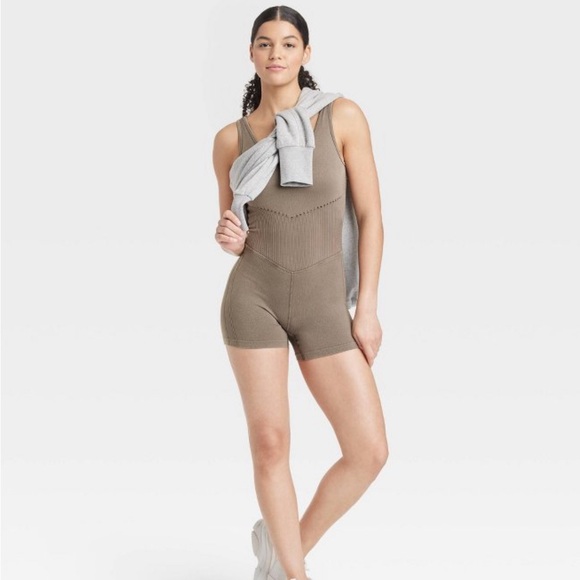 JoyLab | Tops | Joylab Work Out Onesie Bodysuit In Taupe | Poshmark